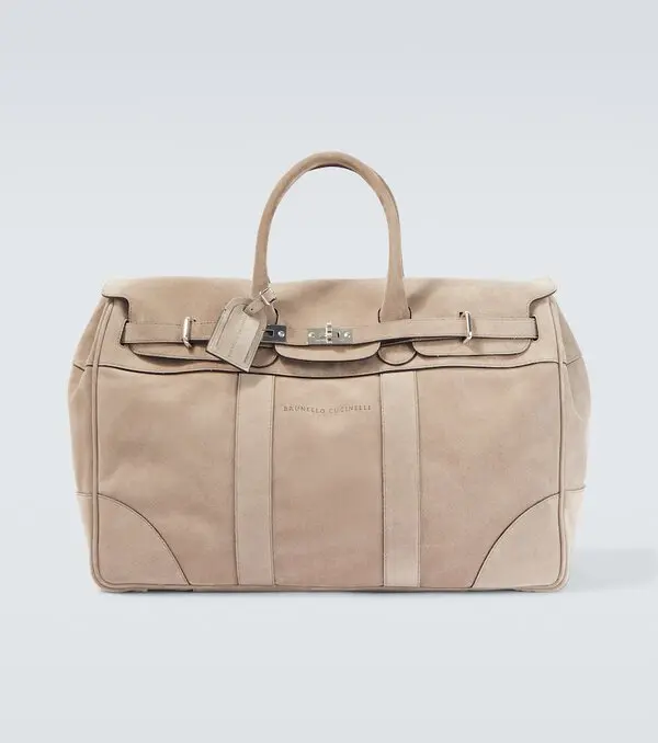 Brunello Cucinelli Suede Duffel Bag - Beige