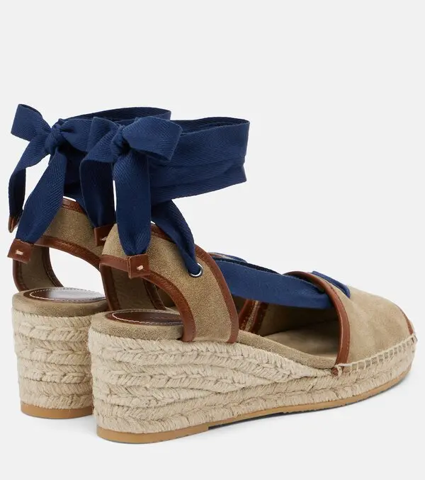 Versace Suede Espadrille Wedges - Beige
