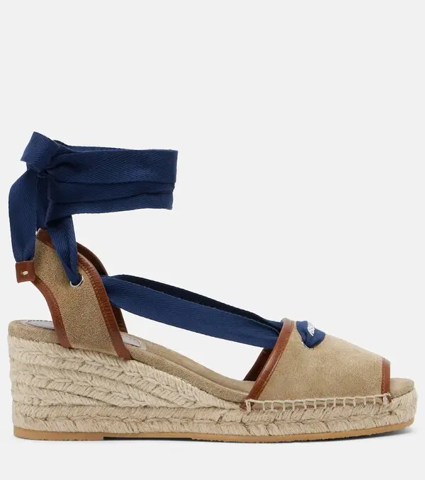 Versace Suede Espadrille Wedges - Beige