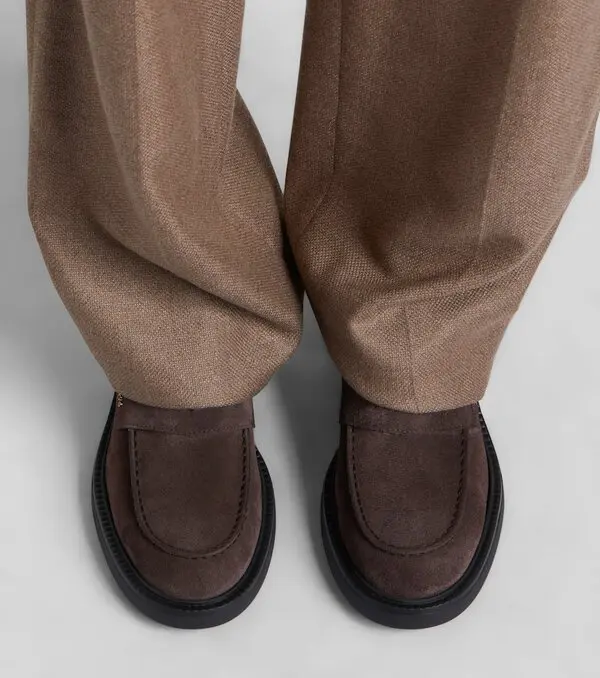TOD'S Suede Loafer Pumps - Brown