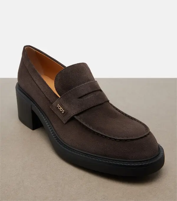 TOD'S Suede Loafer Pumps - Brown