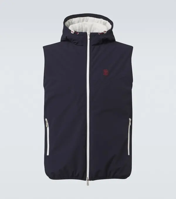 Brunello Cucinelli Logo Padded Technical Vest - Blue