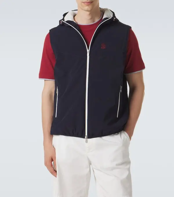 Brunello Cucinelli Logo Padded Technical Vest - Blue