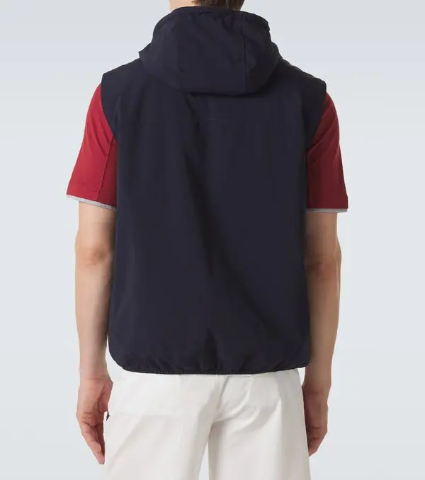 Brunello Cucinelli Logo Padded Technical Vest - Blue