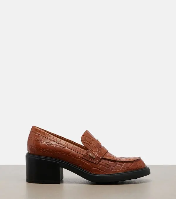 TOD'S Croc-effect Leather Loafer Pumps