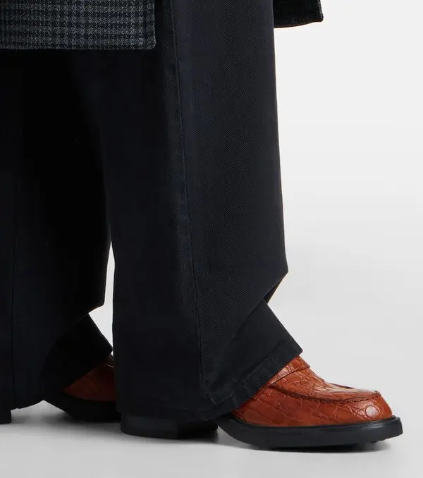 TOD'S Croc-effect Leather Loafer Pumps