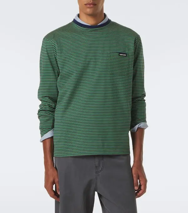 Miu Miu Striped Cotton Jersey T-shirt - Green