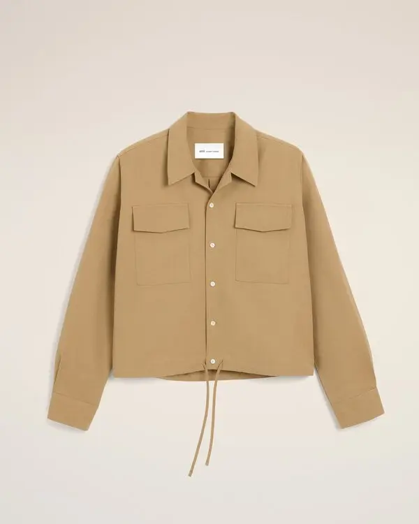 AMI Paris Beige Cotton And Linen Shirt Beige - Mastic Beige
