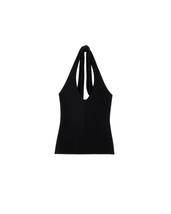 AMI Paris Backless Jersey Top - Black