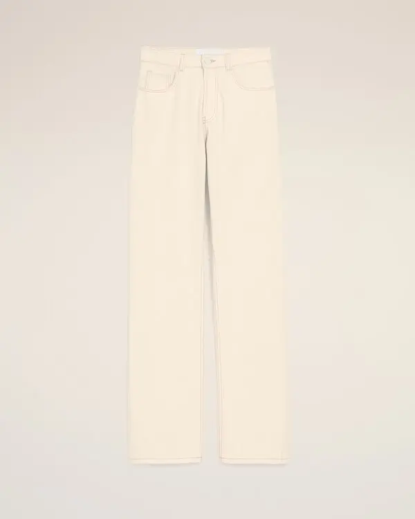 AMI Paris Large-fit Cotton Jeans - White Cream