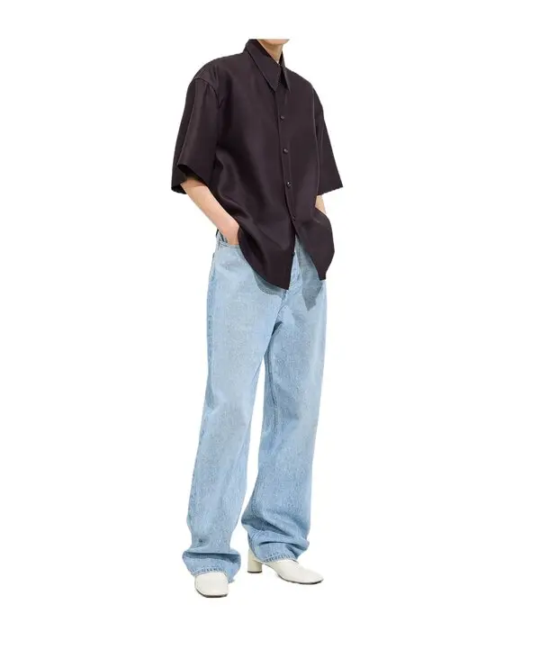 Bottega Veneta Sky Bleached Wide Leg Jeans - Light Bleaching