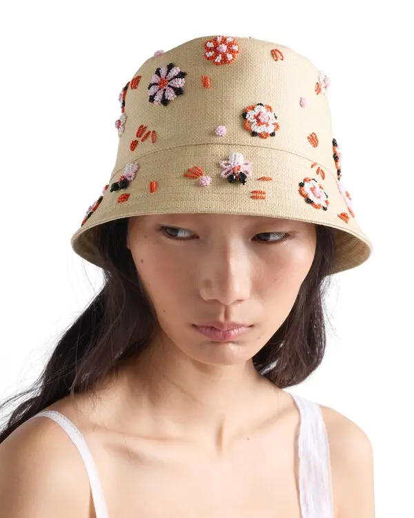 Prada Embroidered Canvas Bucket Hat