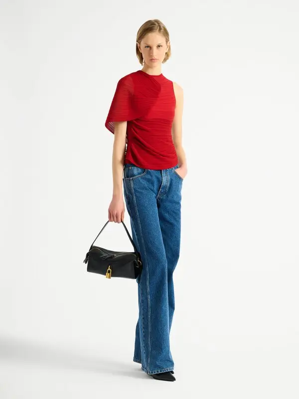 Balmain Sleeveless Asymmetrical Draped Viscose Top