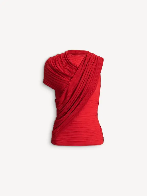 Balmain Sleeveless Asymmetrical Draped Viscose Top