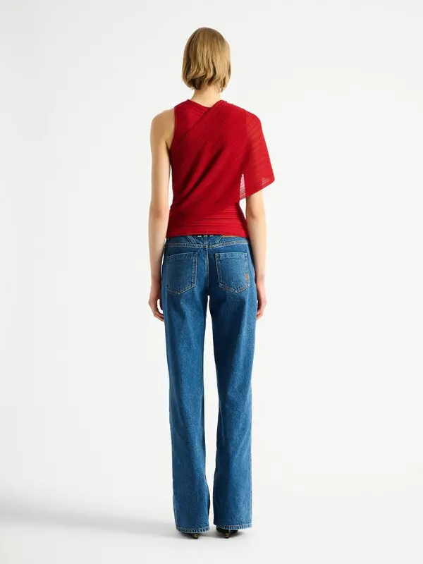 Balmain Sleeveless Asymmetrical Draped Viscose Top