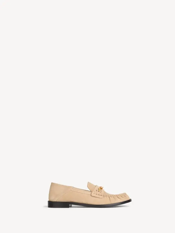 Balmain Sync Suede Leather Loafers With Gold Chain Detailing