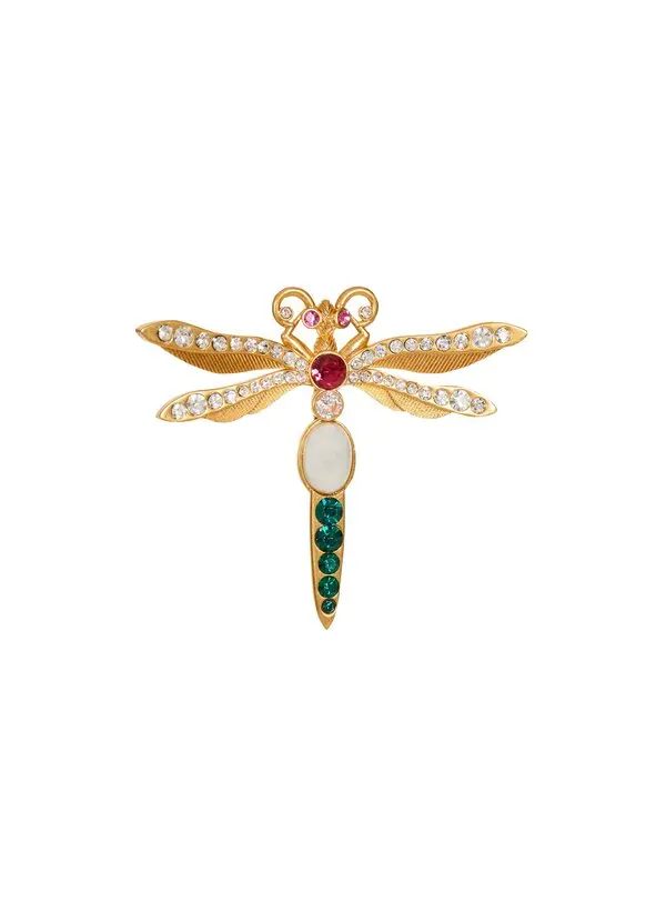 Balmain Brass And Crystal Insect Brooch - Multicolor