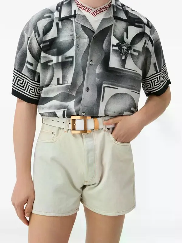 Versace Printed Crêpe De Chine Silk Shirt - Black