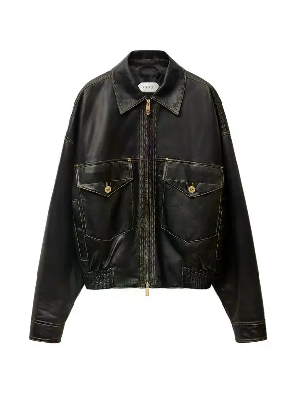 Versace Nappa Leather Blouson Jacket With Medusa Hardware