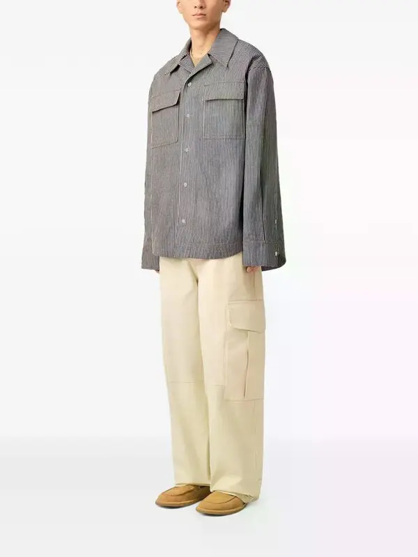 AMI Paris Cotton Long Sleeve Camp Collar Overshirt