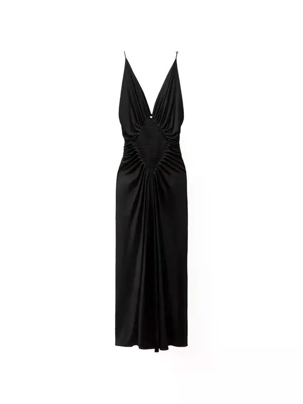 Versace Viscose Jersey Draped Gown With Medusa Hardware