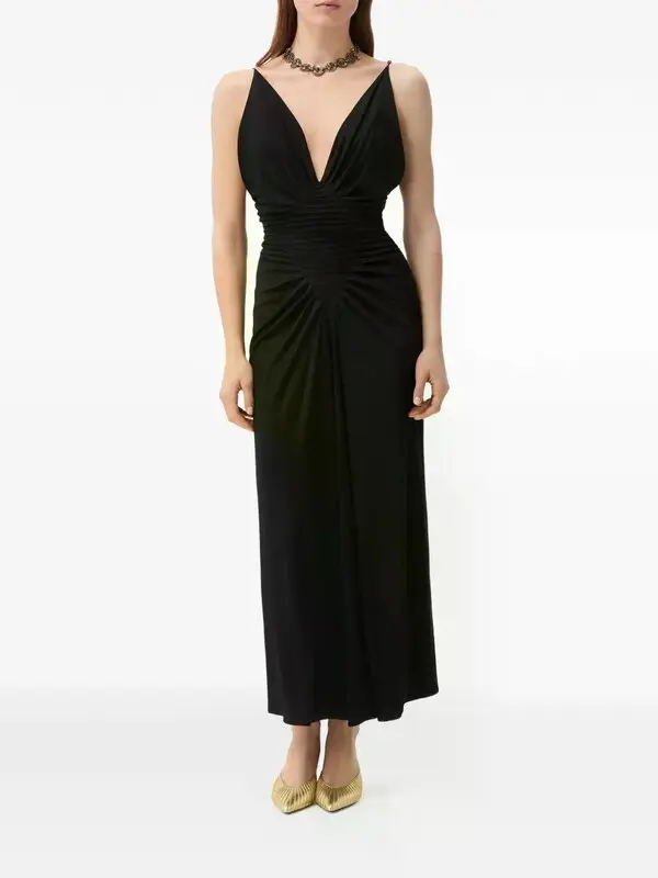 Versace Viscose Jersey Draped Gown With Medusa Hardware