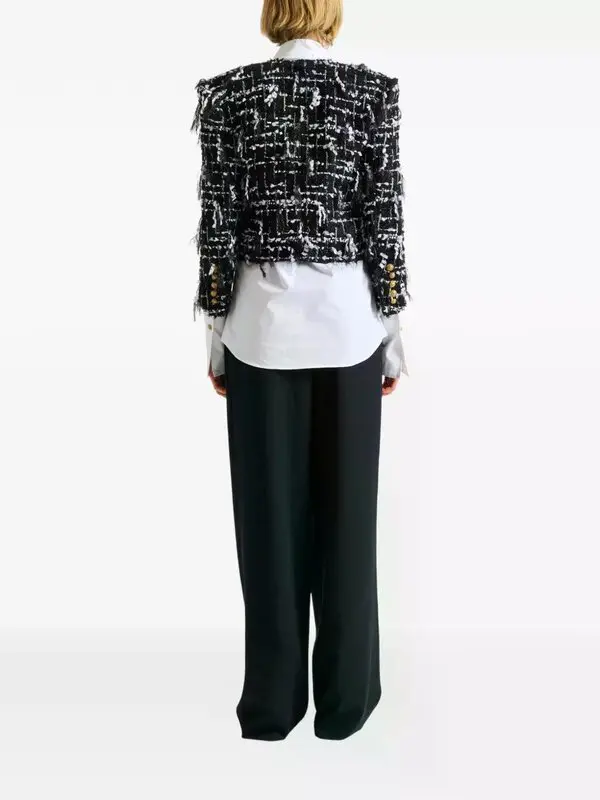 Balmain Cropped Fringed Tweed Jacket