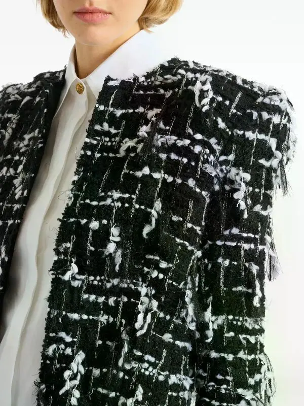 Balmain Cropped Fringed Tweed Jacket