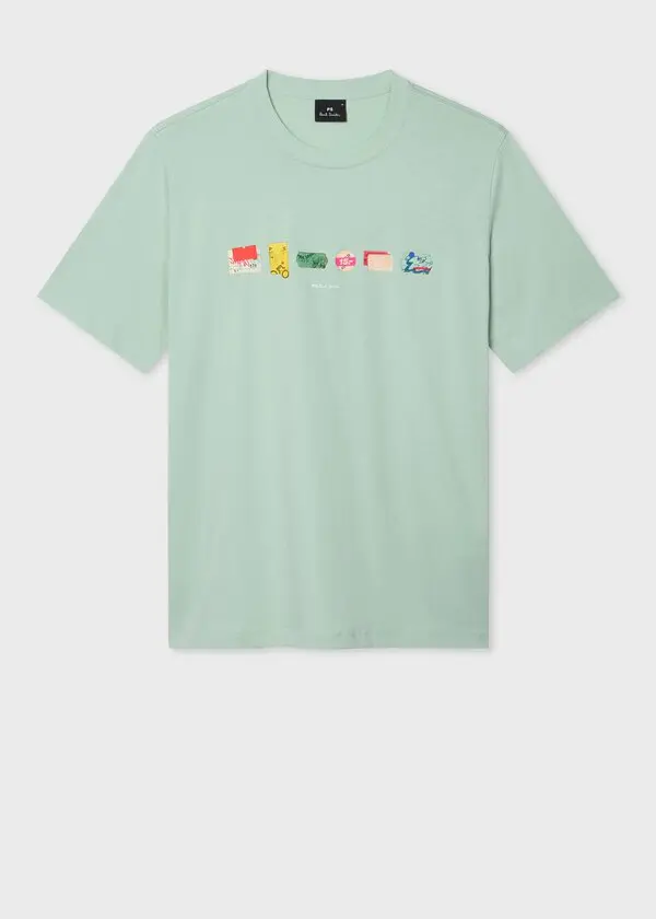 Paul Smith Mint 'stickers' Print T-shirt