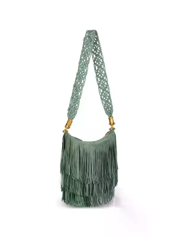 Balmain Bène Fringed Suede Bag