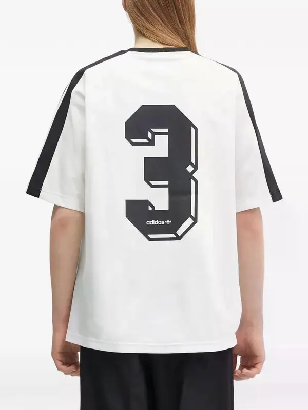 Adidas Logo-embroidered Striped-sleeve T-shirt