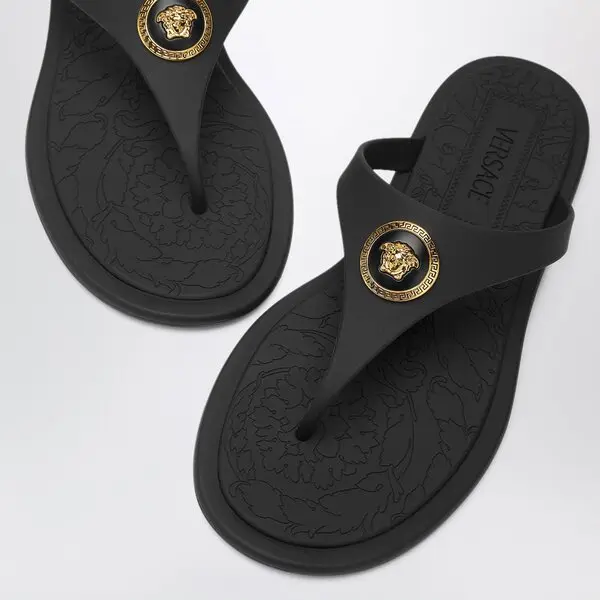 Versace Rubber Alia Flat Sandals - Black