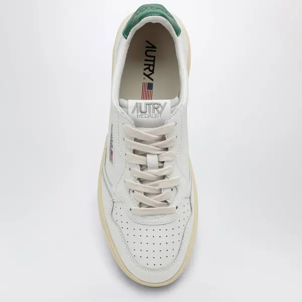 AUTRY Green Medalist Low Top Leather Sneakers - White