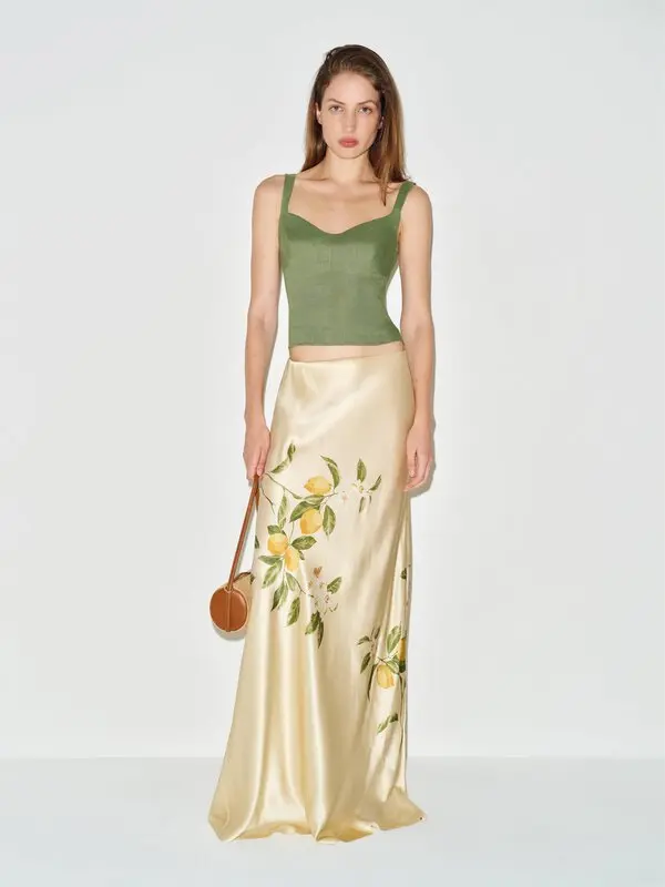 REFORMATION Yuri Linen Top - Green