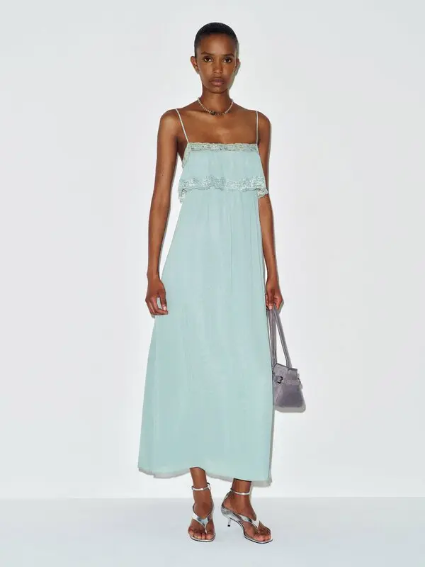 REFORMATION Carlisle Lace Midi Dress - Blue