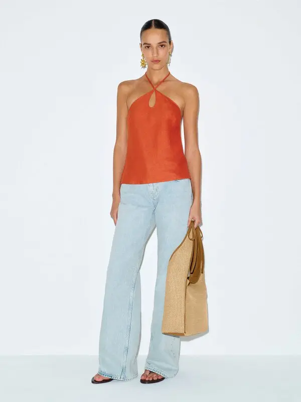 REFORMATION Rosana Linen Top - Red
