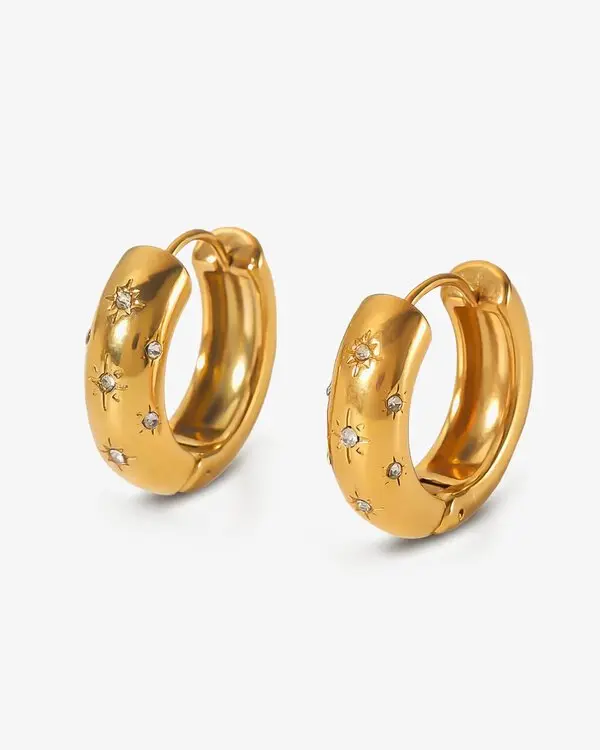 ELK & BLOOM Chubby 14k Gemstone Huggie Hoops