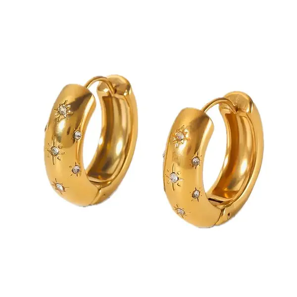 ELK & BLOOM 14k Gemstone Huggie Hoop Earrings - Gold