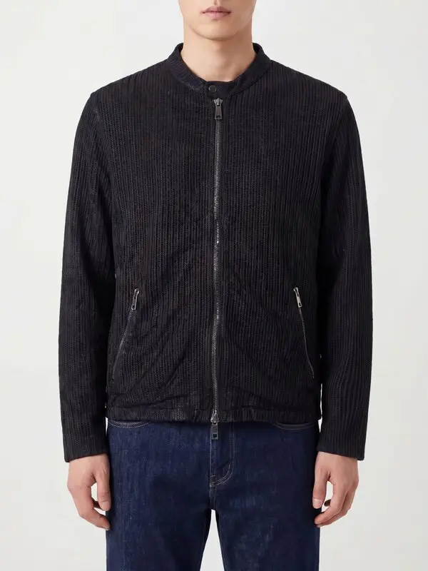 GIORGIO BRATO Perforated Leather Biker Jacket - Black