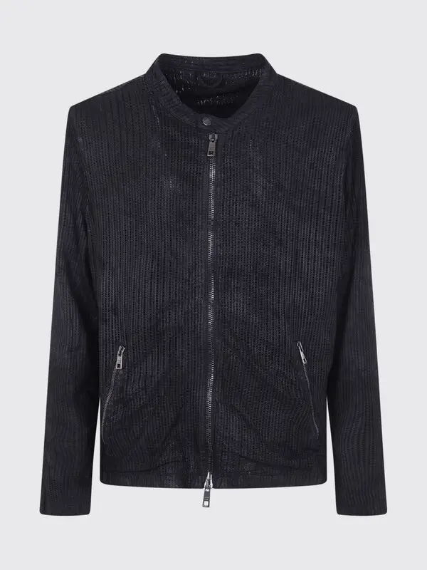 GIORGIO BRATO Perforated Leather Biker Jacket - Black