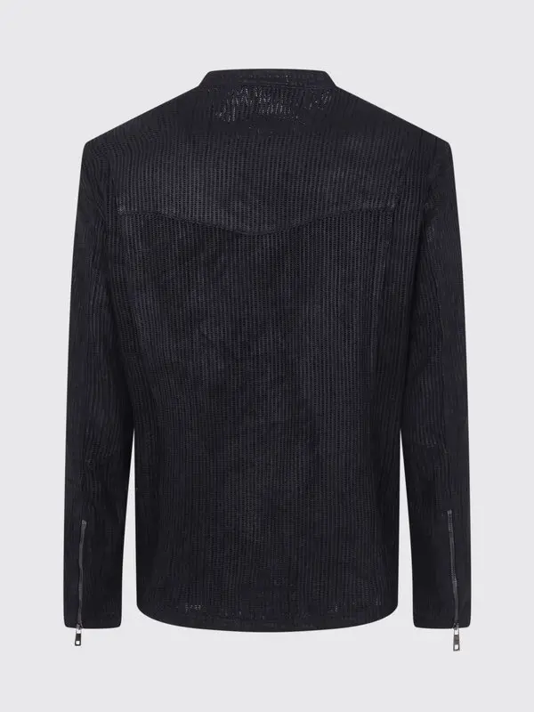 GIORGIO BRATO Perforated Leather Biker Jacket - Black