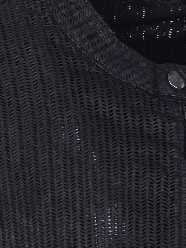 GIORGIO BRATO Perforated Leather Biker Jacket - Black