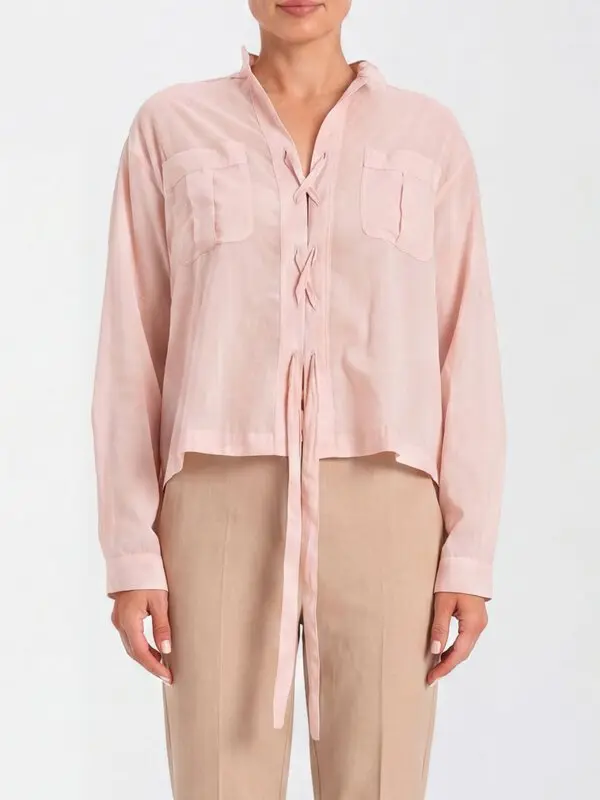 TWINSET Long Sleeve Cotton Muslin Shirt