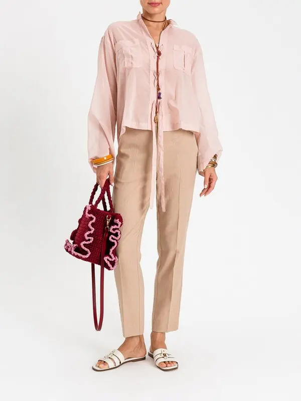 TWINSET Long Sleeve Cotton Muslin Shirt