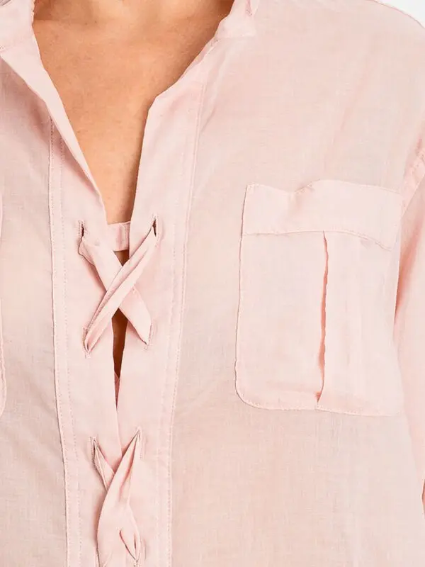 TWINSET Long Sleeve Cotton Muslin Shirt