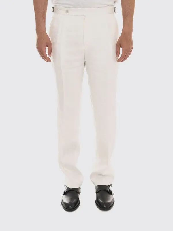 BOSS Tailored Linen Wide-leg Trousers - White