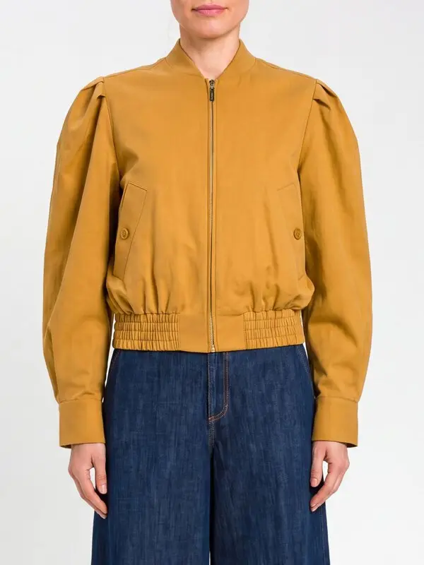 TWINSET Bomber Jacket With Puffed Sleeves - Brown