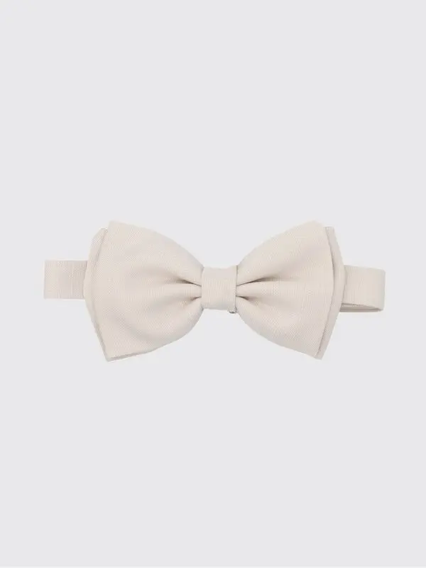 LARDINI Viscose And Silk Blend Bow Tie With Adjustable Back Strap - Ivory