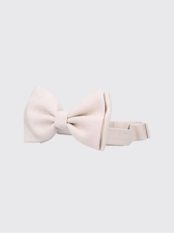 LARDINI Viscose And Silk Blend Bow Tie With Adjustable Back Strap - Ivory