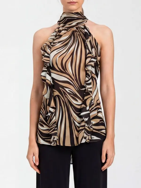 TWINSET Abstract Print Off-the-shoulder Top With Pussy-bow Neck